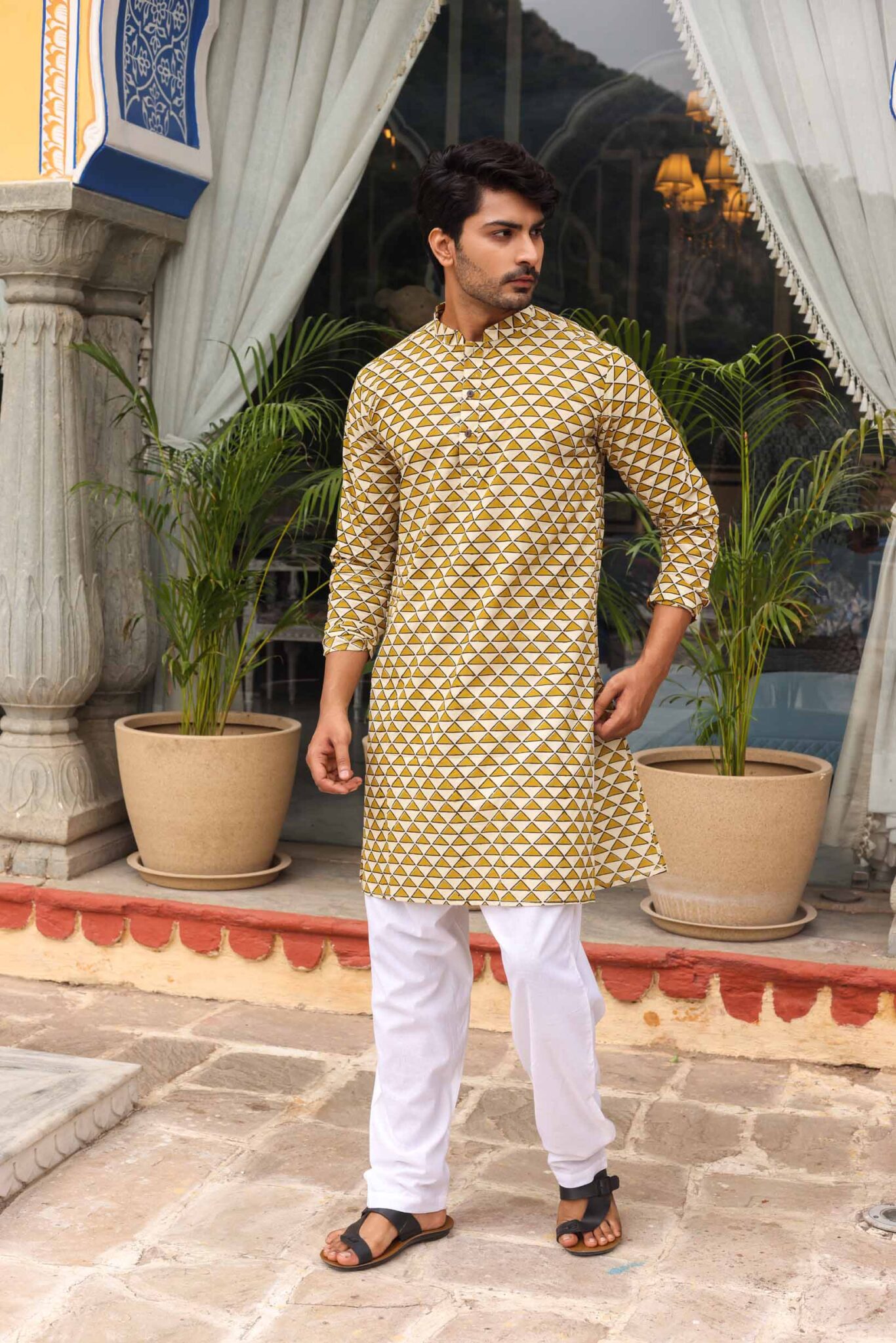 Hand Block Printed Cotton Kurta for Men - Raworiya